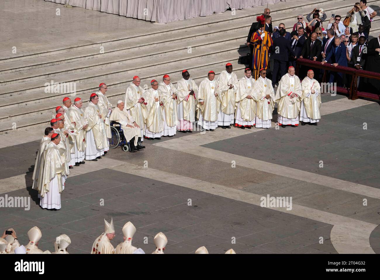 Pope Francis poses after he presided over a mass concelebrated by the ...