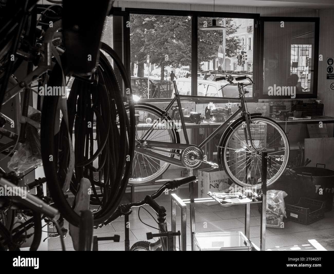 at the bike shop store and repair , artisan expert mechanic expert ...