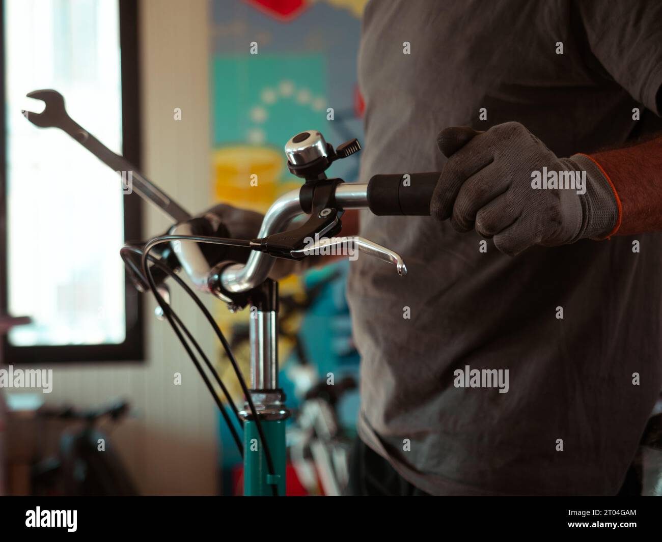 at the bike shop store and repair , artisan expert mechanic expert ...