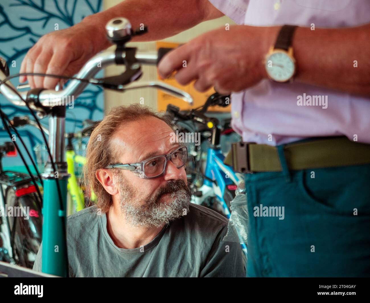 at the bike shop store and repair , artisan expert mechanic expert repairs restore and wreck ...