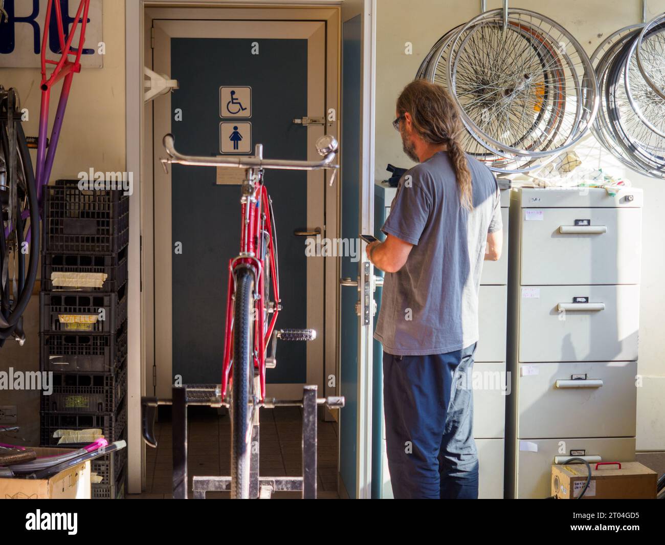 at the bike shop store and repair , artisan expert mechanic expert ...