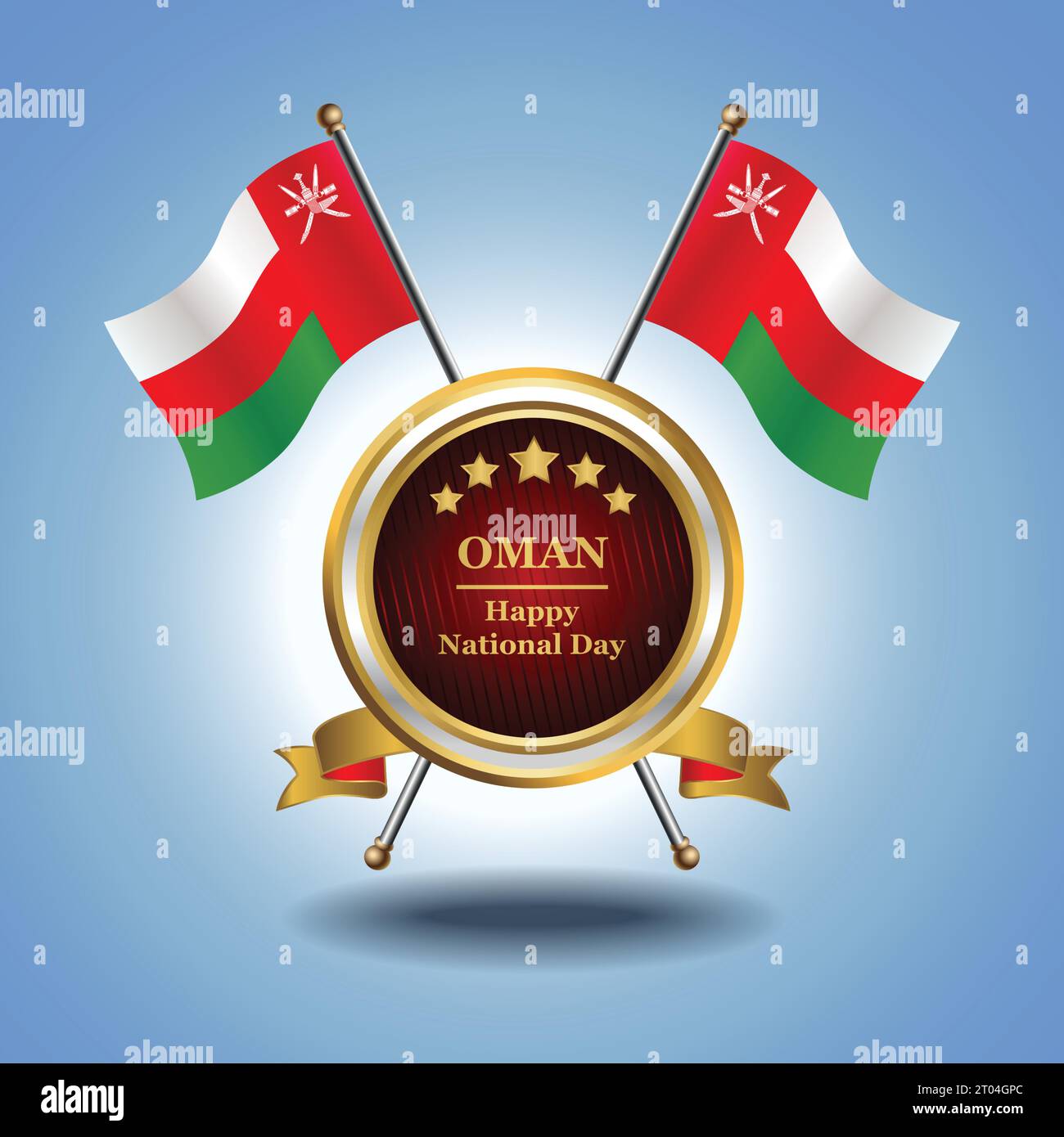 Small National flag of Oman on Circle With garadasi blue background ...