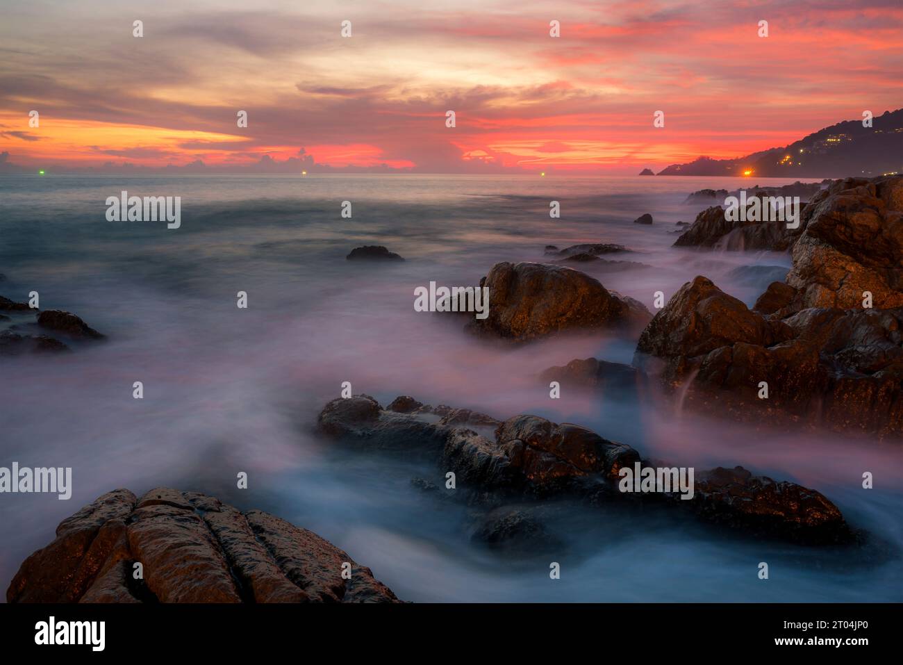 Seascape landscape nature with color of cloud sunset and sky, Calming ...