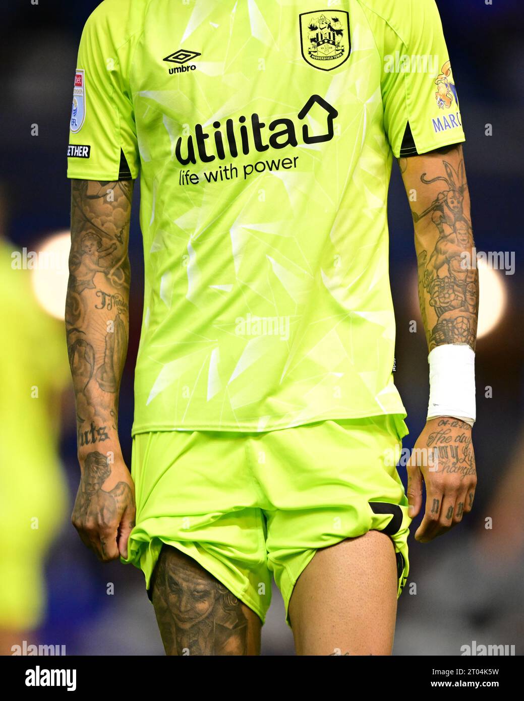 The tattoos of Delano Burgzorg #7 of Huddersfield Town during the Sky ...