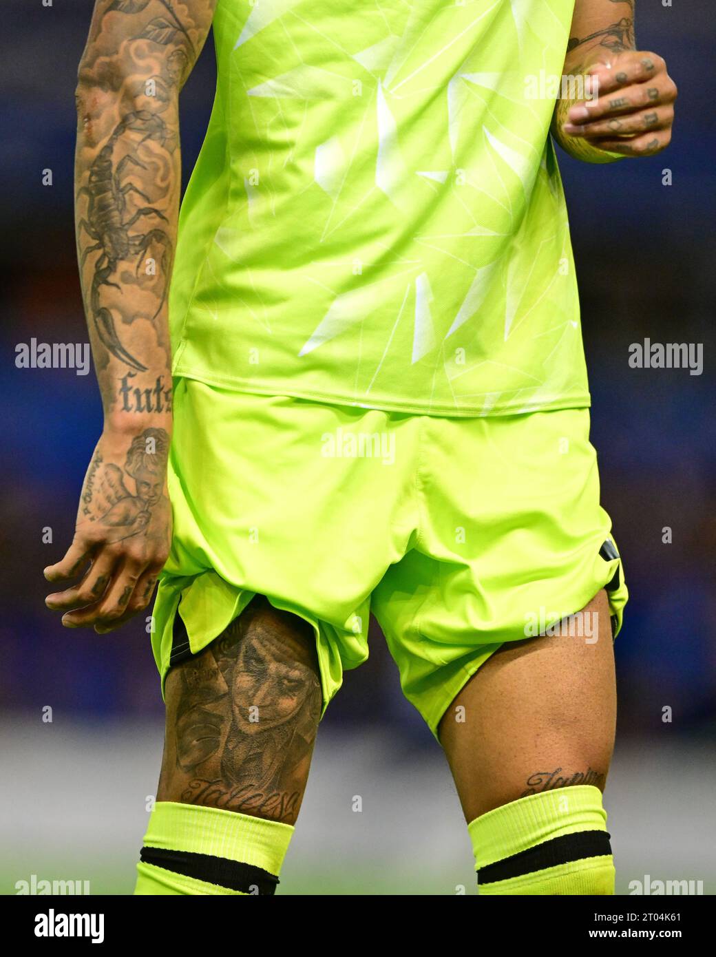 The tattoos of Delano Burgzorg #7 of Huddersfield Town during the Sky ...