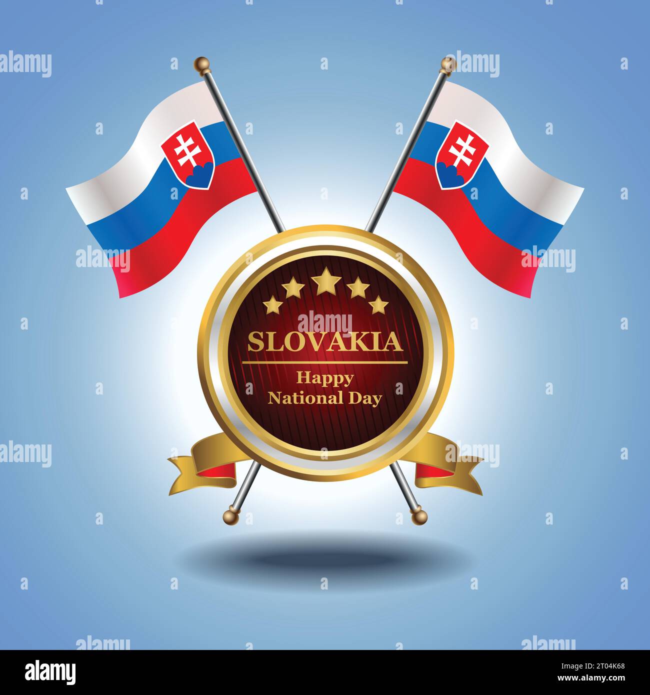 Small National flag of Slovakia on Circle With garadasi blue background ...