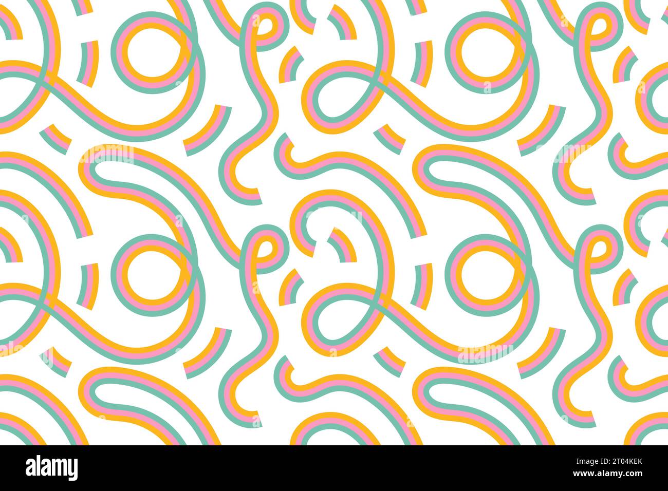 Creative cute squiggle print with colored abstract squiggles. Seamless ...
