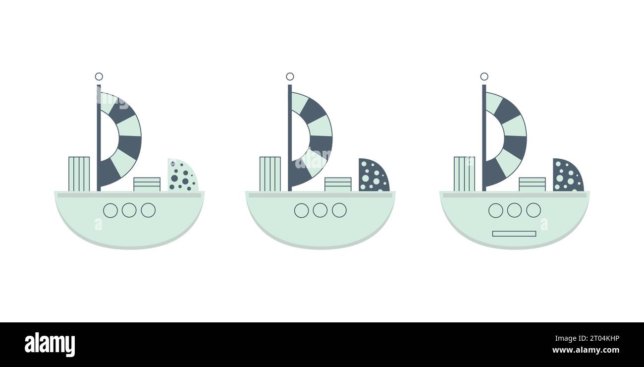 Cute cartoon ship for children s design, vector illustration in flat ...