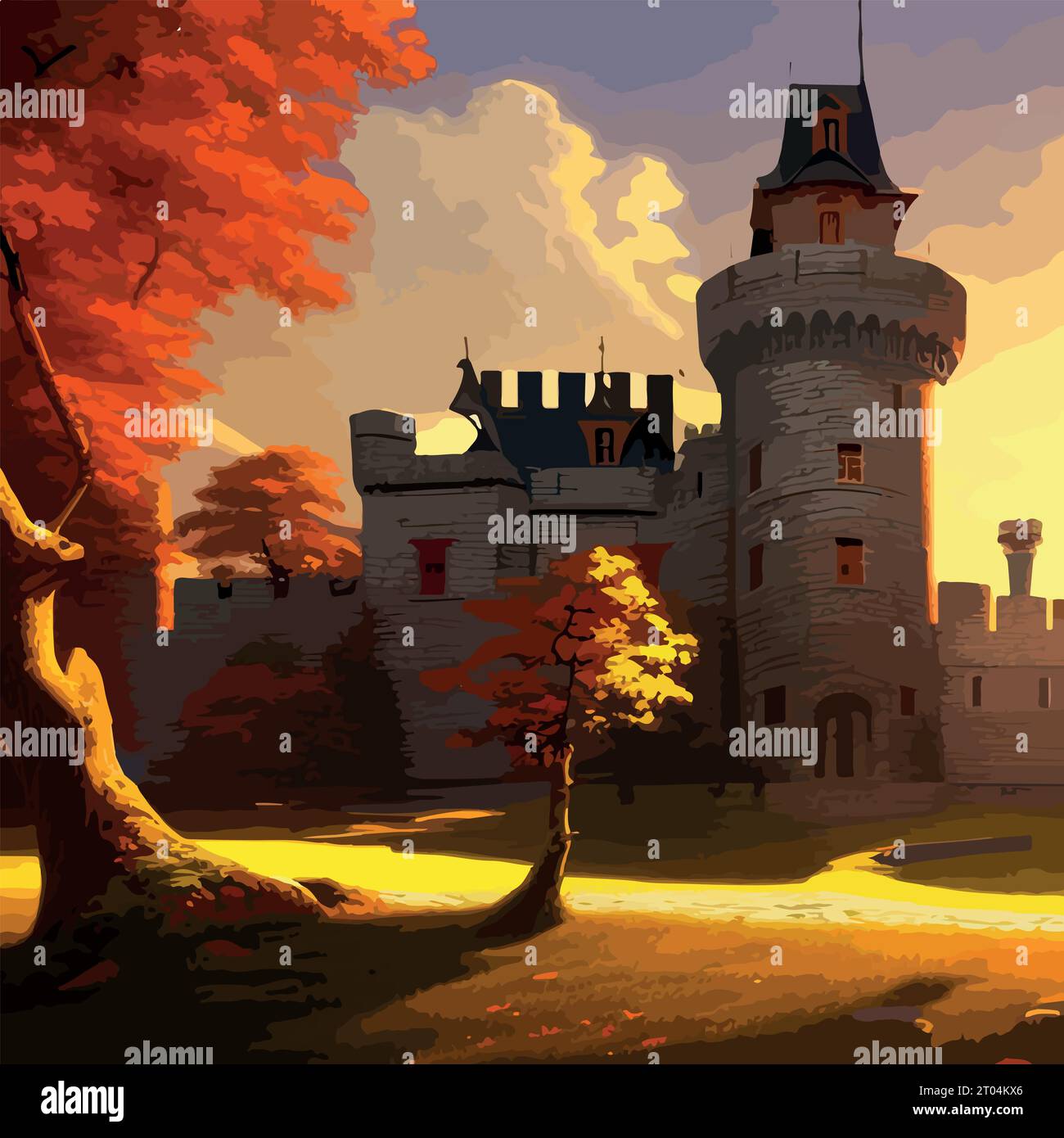 Old Scotney Castle, tower, house, gate and the surrounding park are on ...