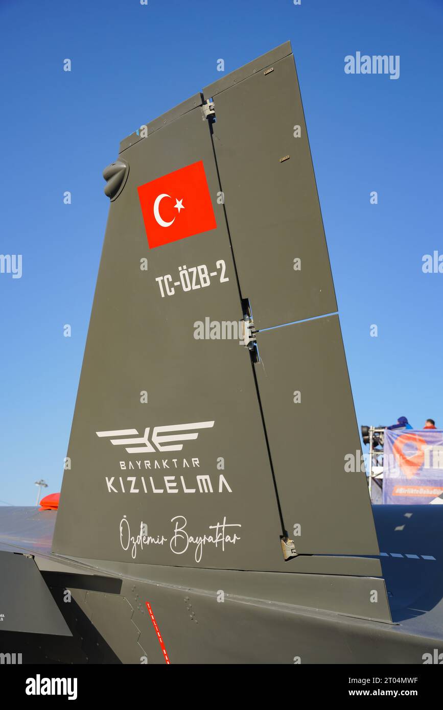 ISTANBUL, TURKIYE - MAY 01, 2023: Baykar Bayraktar Kizilelma display in ...