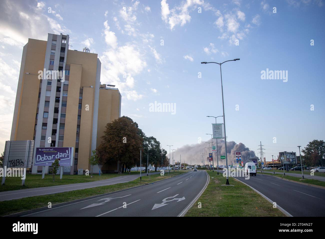 Osijek, Hrvatska. 04th Oct, 2023. A major fire broke out at the Drava ...