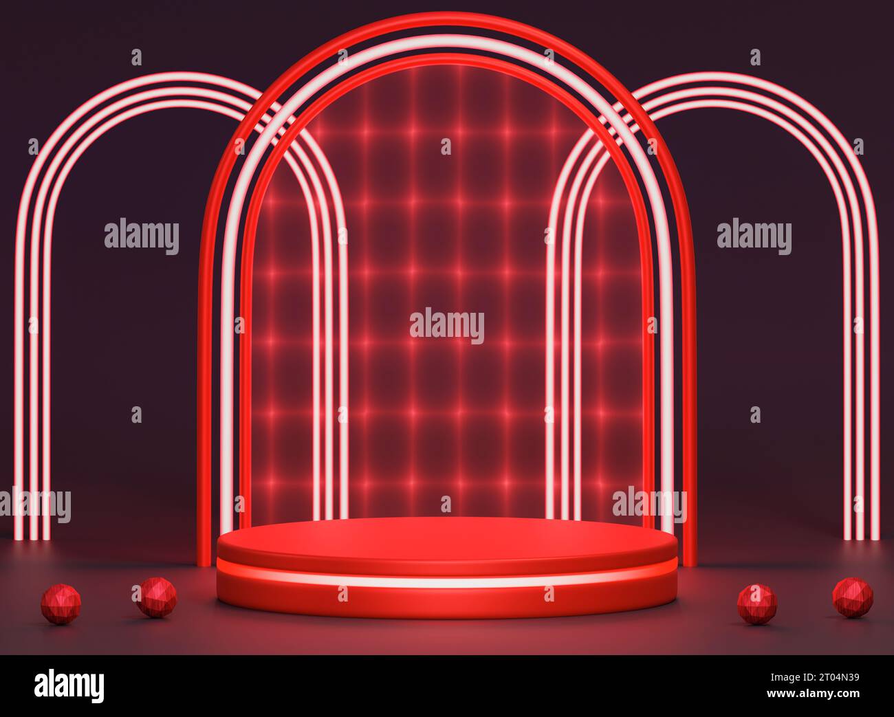 background circle red abstract 3d.Empty Cylinder Podium with Abstract ...