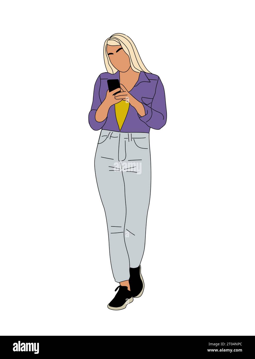 Woman holding, using mobile phone vector isolated Stock Vector Image ...