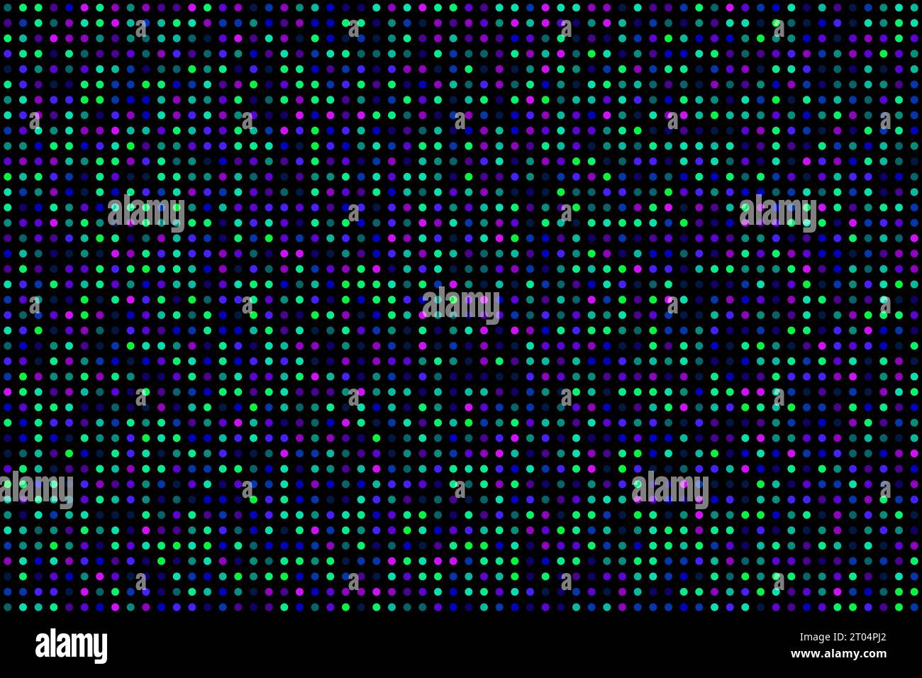 Macro pattern of LED screen with round multicolored pixels. Black video ...