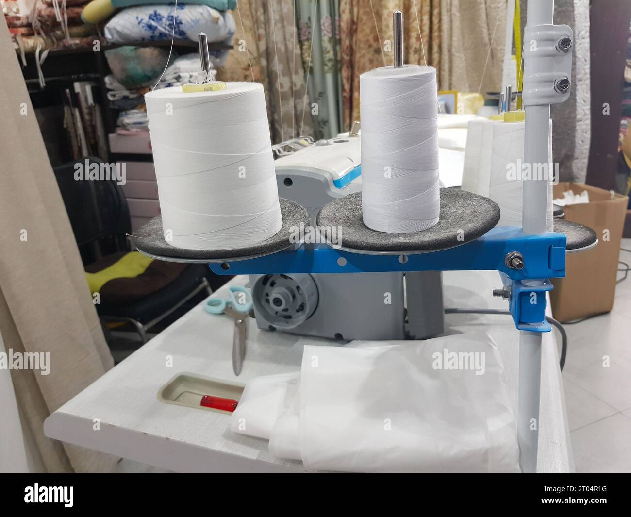 Sewing factory manufacture craft business with overlock sewing machine ...