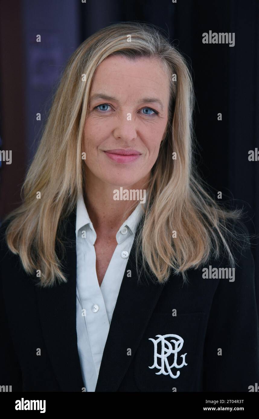Paris, France. 04th Oct, 2023. Audrey Derveloy is interviewed by ...