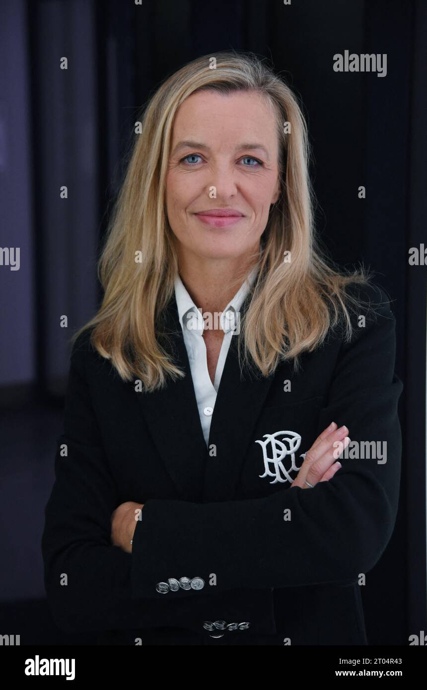 Paris, France. 04th Oct, 2023. Audrey Derveloy is interviewed by ...