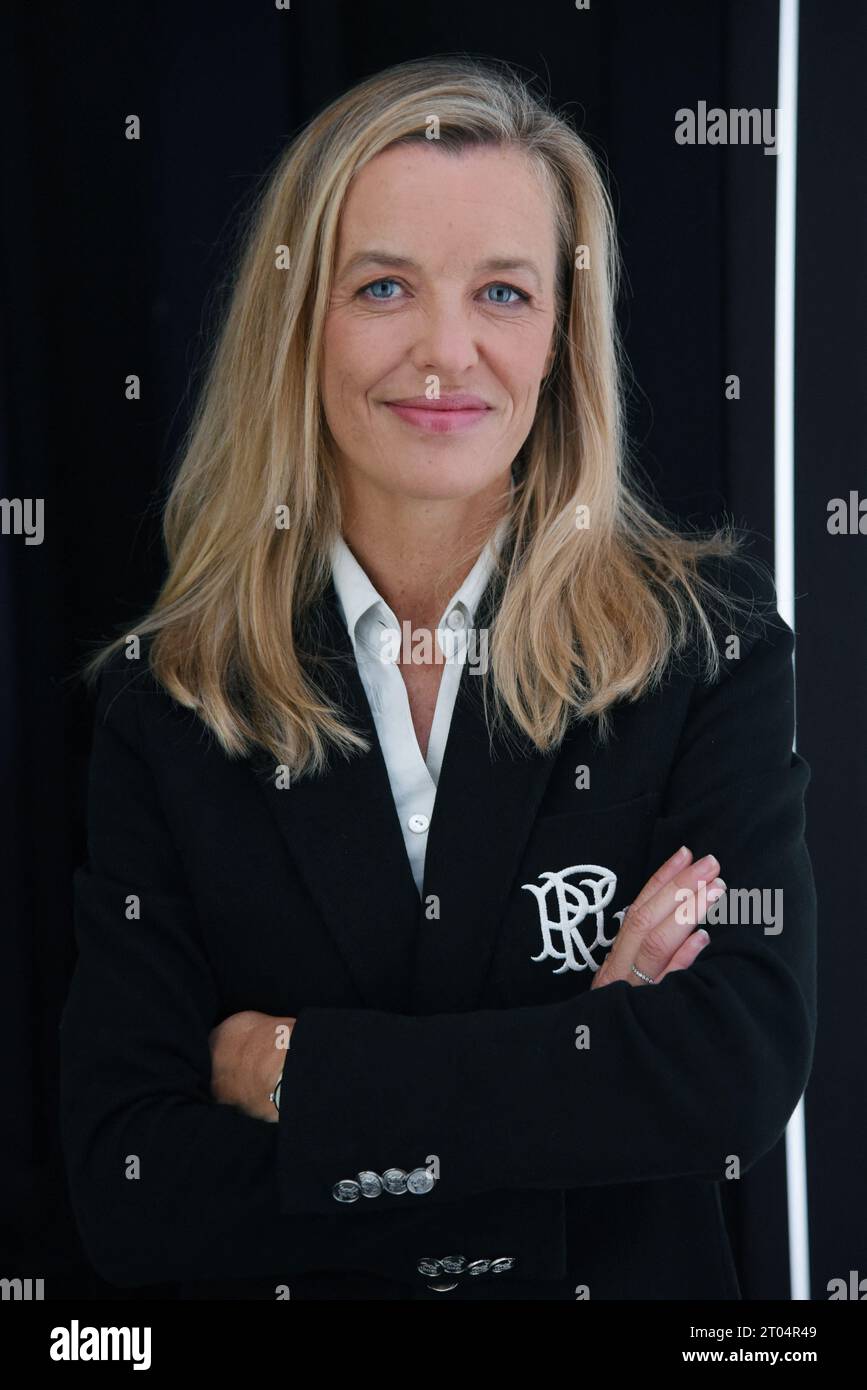 Paris, France. 04th Oct, 2023. Audrey Derveloy is interviewed by ...
