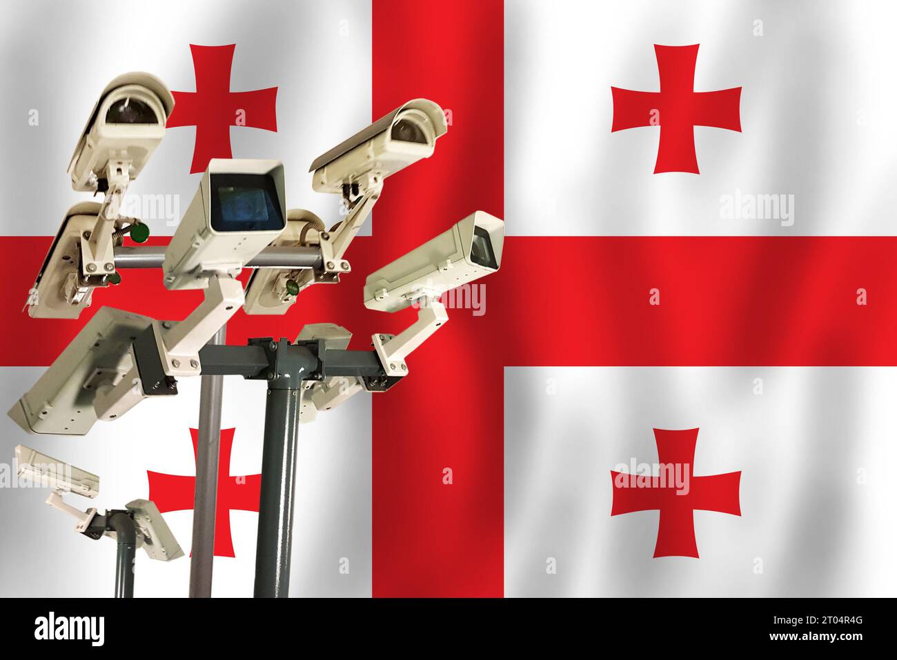 Georgian CCTV camera on the flag of Georgia Surveillance, security ...