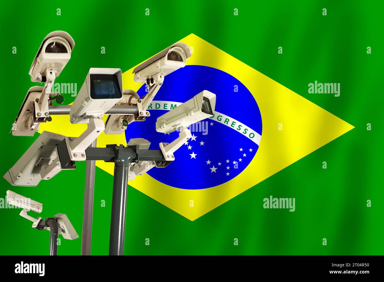 Brazilian CCTV camera on the flag of Brazil Surveillance, security ...
