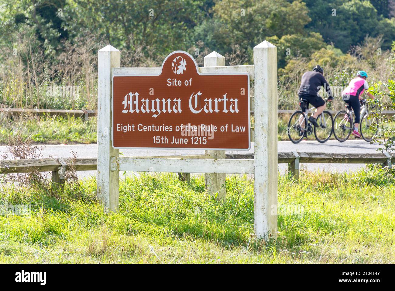 Site of Magna Carta sign at Runnymede Pleasure Ground, Windsor Road ...