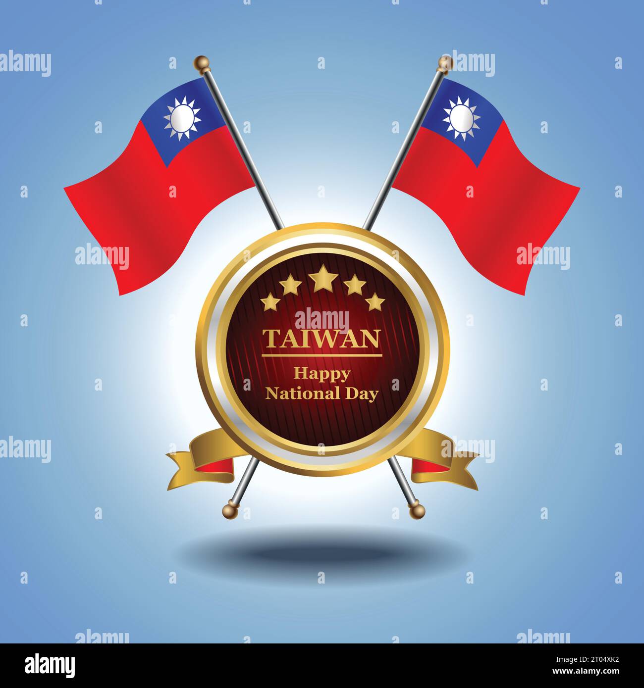 Small National flag of Taiwan on Circle With garadasi blue background ...