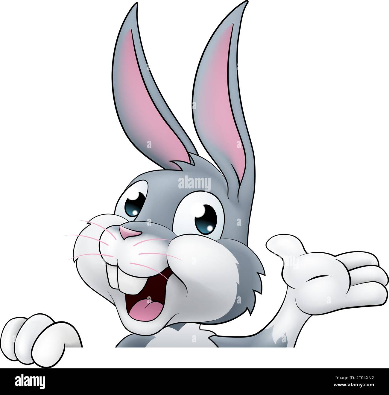 Easter Bunny Rabbit Cartoon Character Peeking Sign Stock Vector Image ...