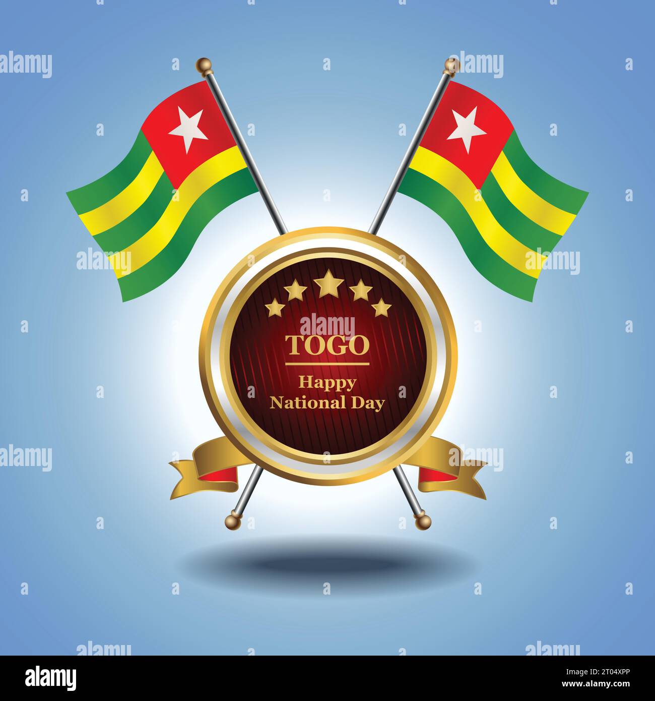 Small National flag of Togo on Circle With garadasi blue background ...