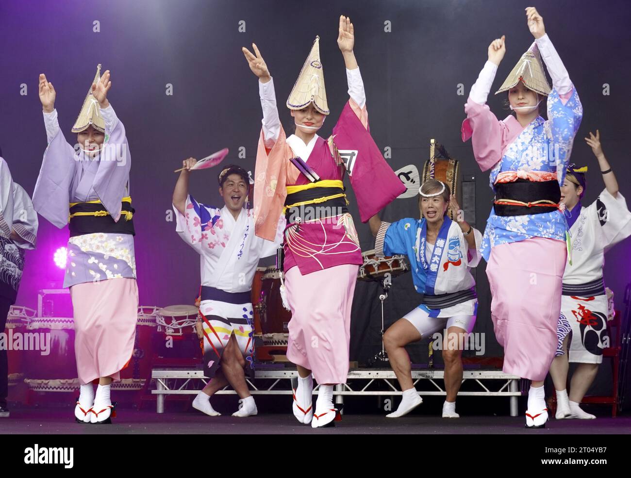 Dancers demonstrate the Awa Odori traditional Japanese folk dance ...