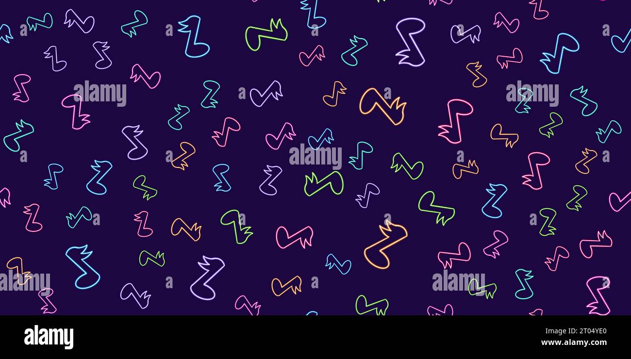 seamless pattern notes, sounds music glowing desktop icon, neon sticker ...
