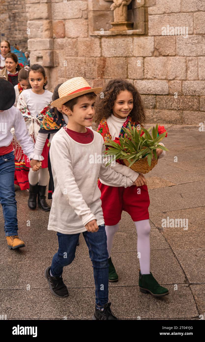 10 January 2023 - AMARANTE, PORTUGAL: kids in traditional clothes on ...
