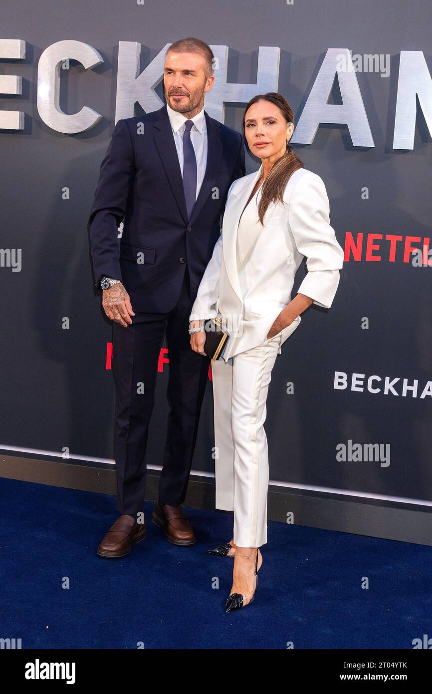 London, UK. 03 October, 2023. David Beckham and Victoria Beckham attend ...