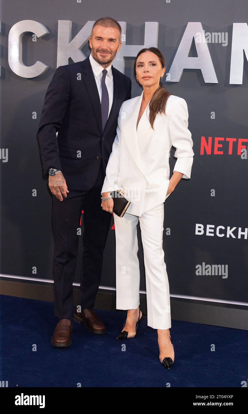London, UK. 03 October, 2023. David Beckham and Victoria Beckham attend ...
