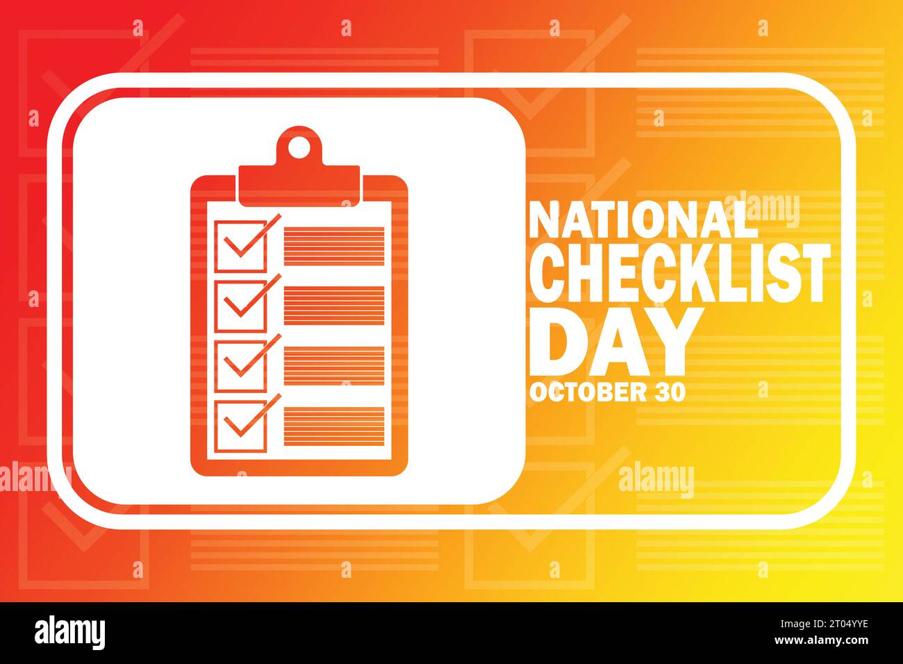 National Checklist Day Vector Template Design Illustration. October 30 ...