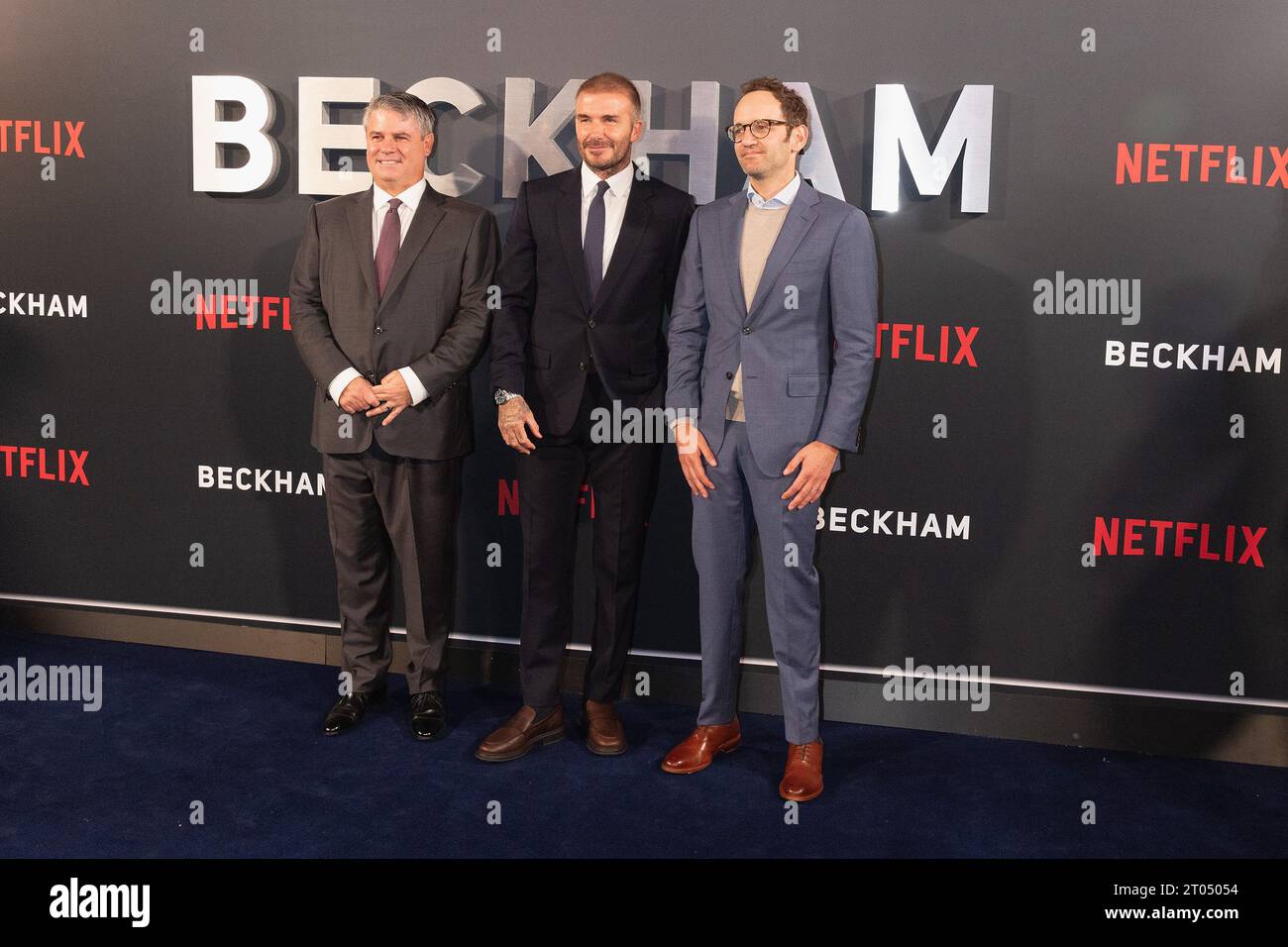 London, UK. 03 October, 2023. (L-R) Adam Del Deo, David Beckham and ...