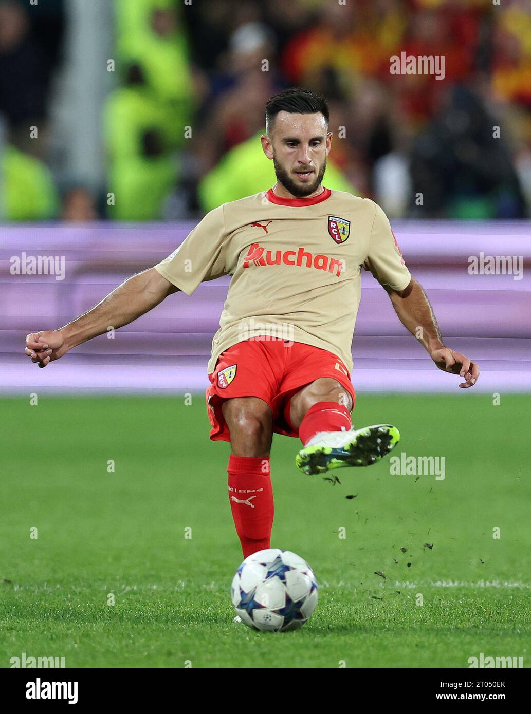 Lens, France. 3rd Oct, 2023. Adrien Thomasson of RC Lens during the ...