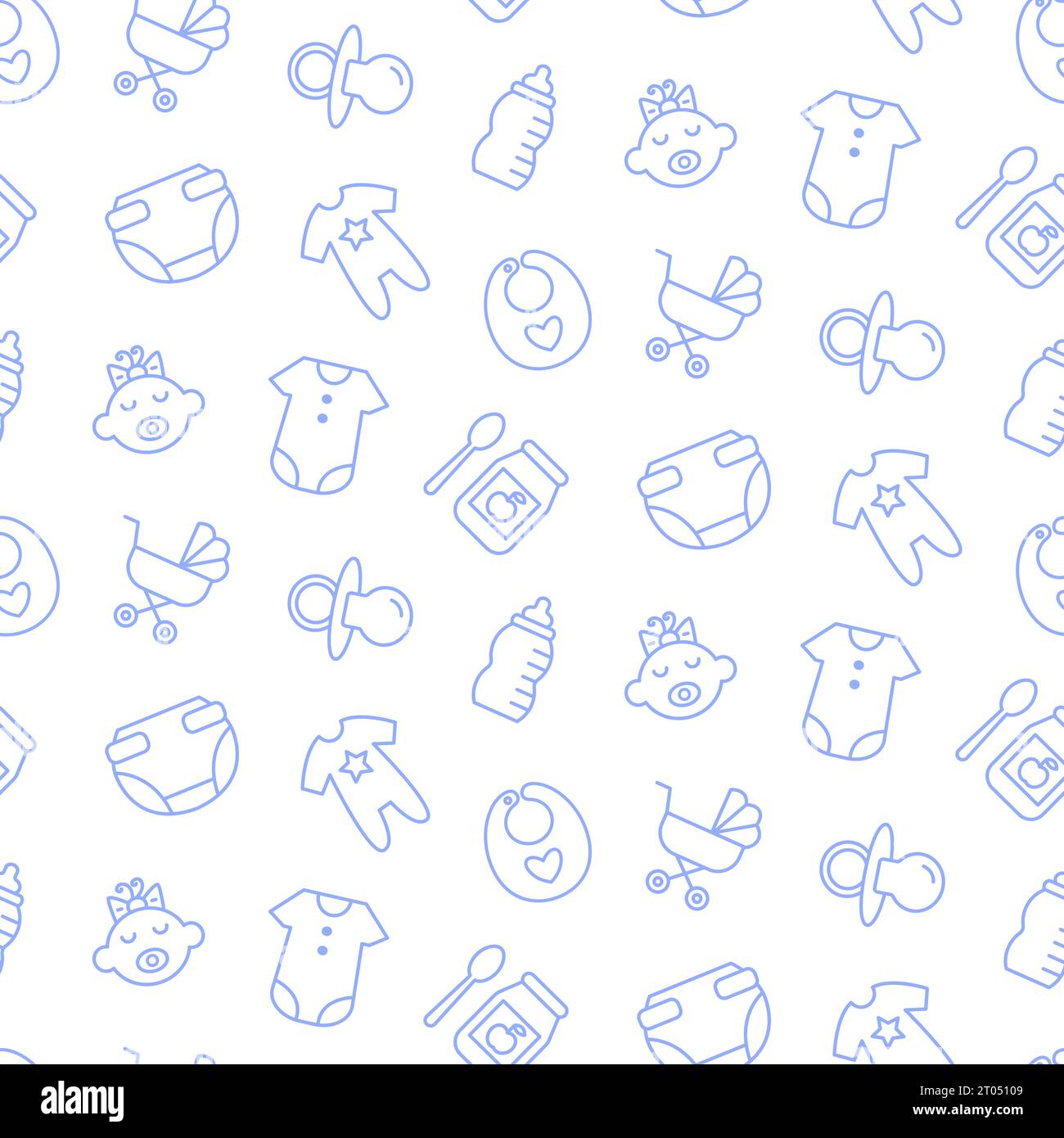 Baby care seamless pattern with linear doodle icon Stock Vector Image ...