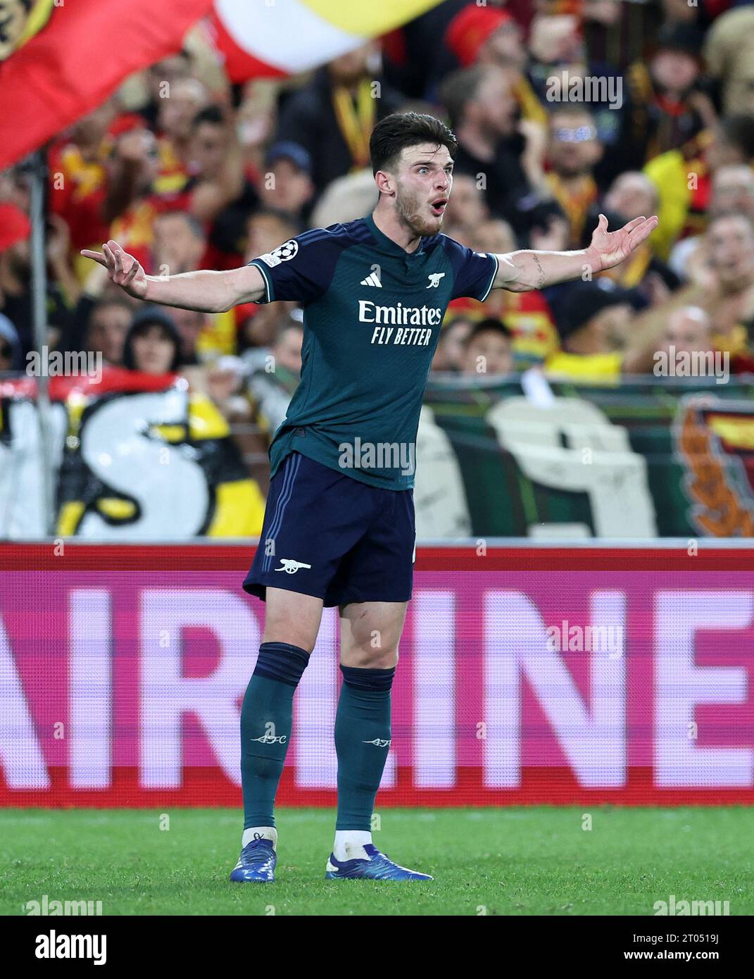 Lens, France, 3rd October 2023. Declan Rice of Arsenal during the UEFA ...