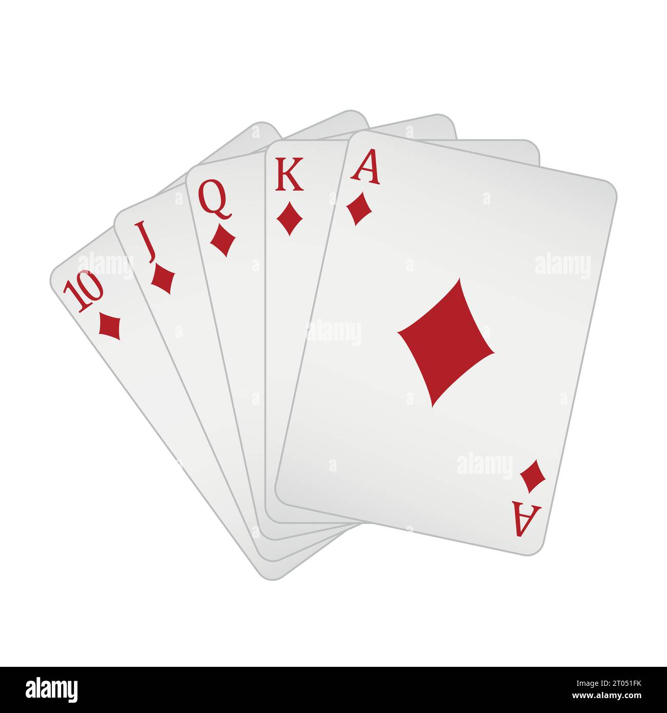 Playing cards - a poker hand consisting of a royal flush diamonds 10 J ...