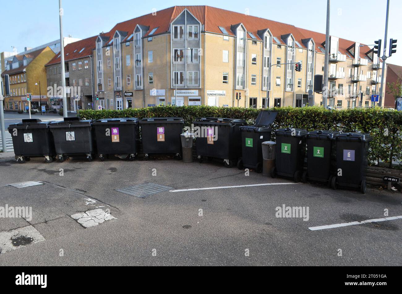 04 October. 2023/.Danish recycle bin or recycle containers for separate ...