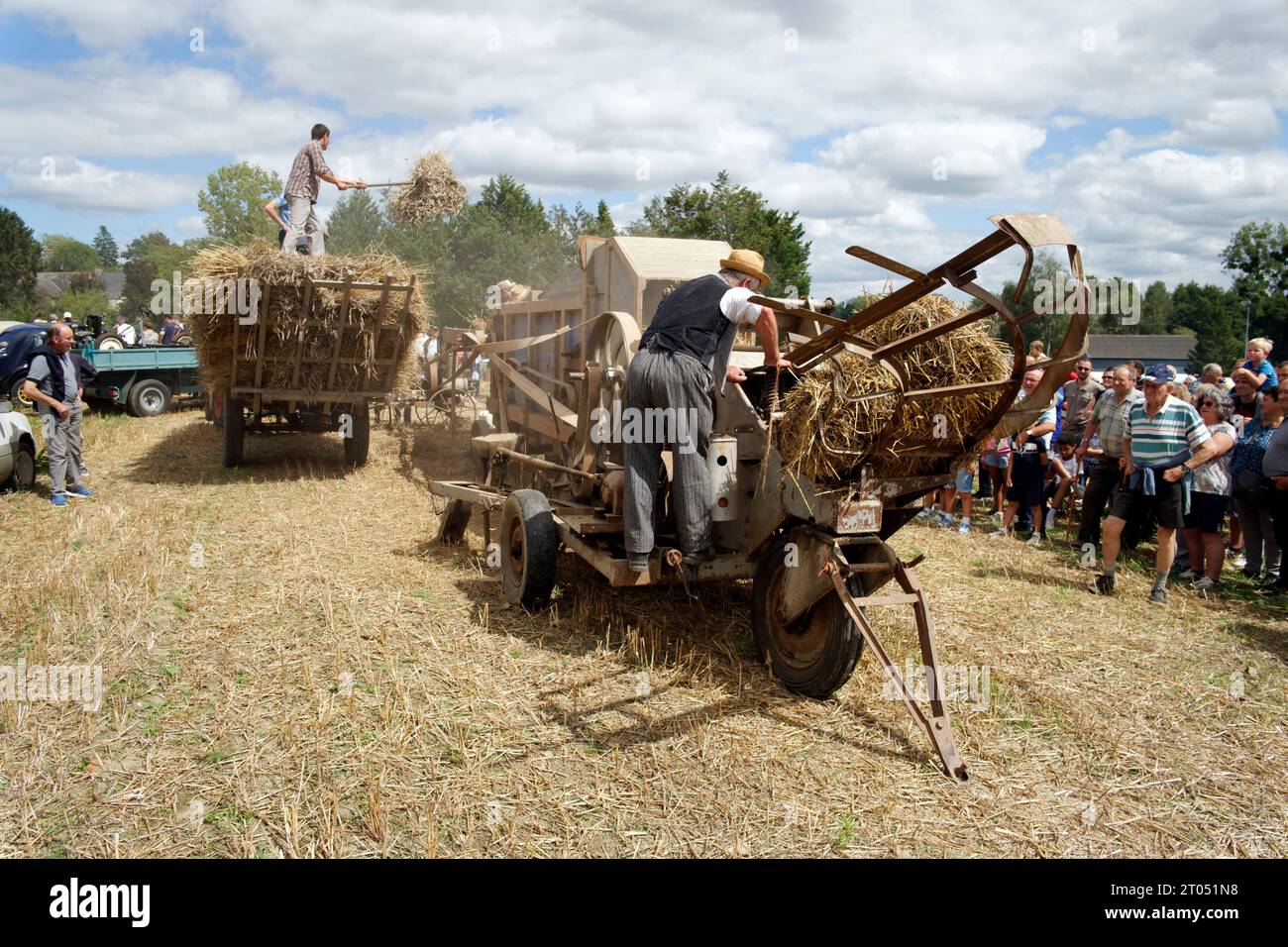 Harvesting the old-fashioned way in St Fraimbault (Orne, Normandy ...
