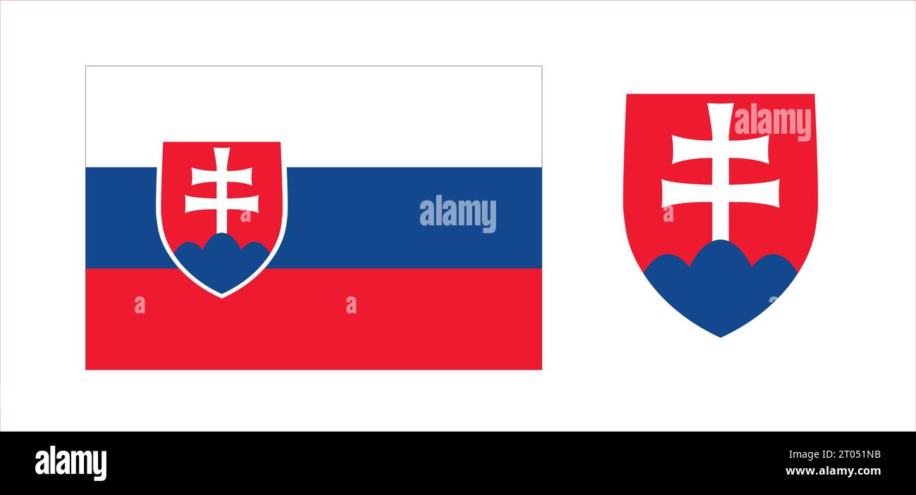 Vector image of the national flag and coat of arms of the Slovak ...