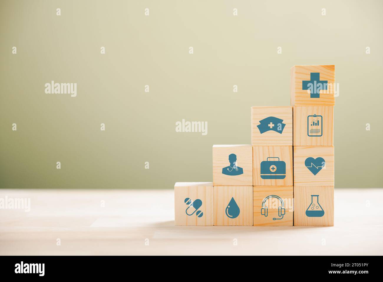 Medical symbols on wooden blocks stacked Stock Photo - Alamy