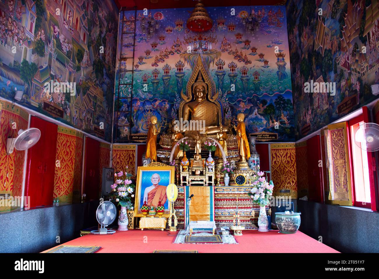 Ancient buddha and antique ubosot of Wat Lang San Prasit temple for ...