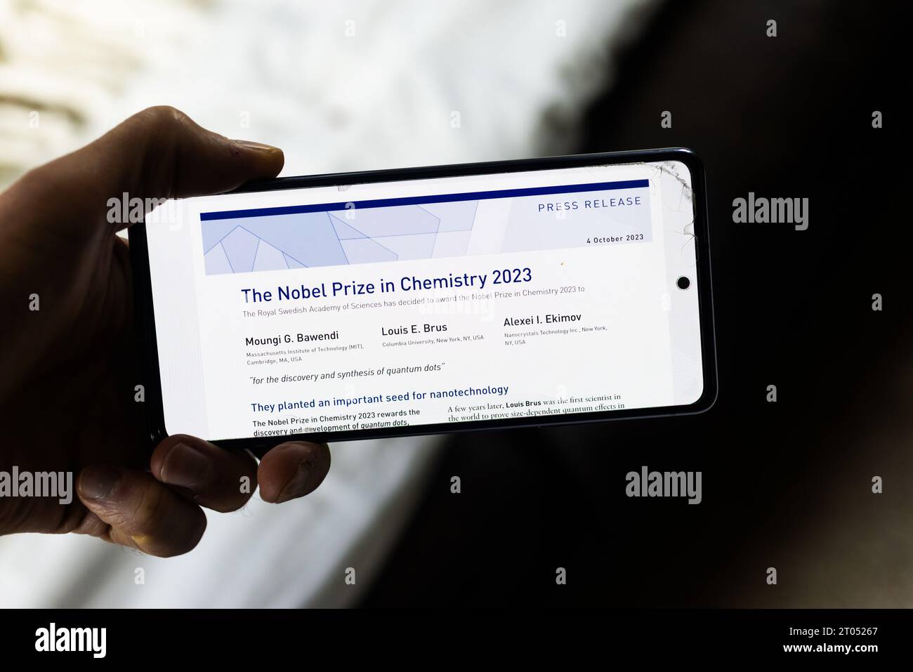 The nobel prize in chemistry 2023 hi-res stock photography and images - Alamy