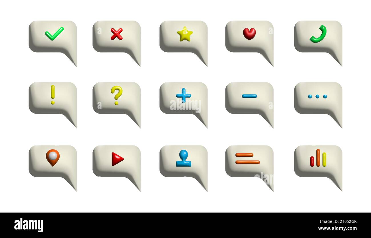 3d bubble icons set for messenger, chat, forum Stock Vector Image & Art ...