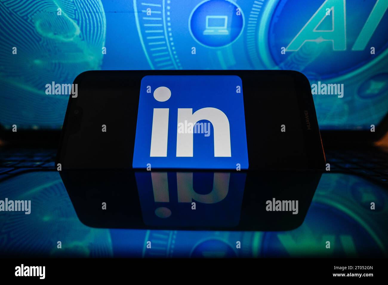 In this photo illustration, LinkedIn logo seen displayed on a ...