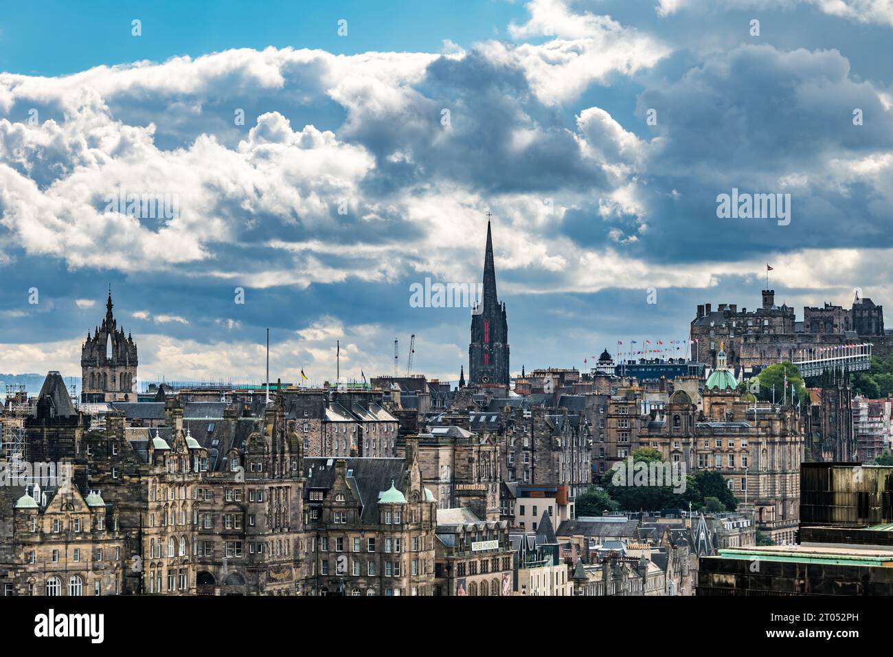 City skyline view with Edinburgh Castle, The Hub & St Giles Cathedral ...