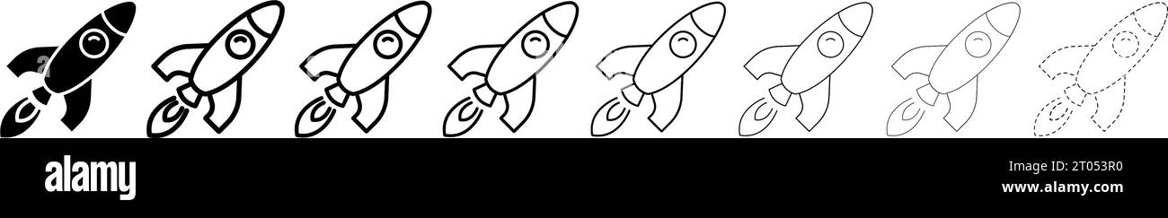Set of the Rocket line shapes, thin line design vector illustration ...