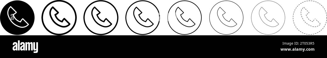 Set of the Telephone Handset line shapes, thin line design vector ...